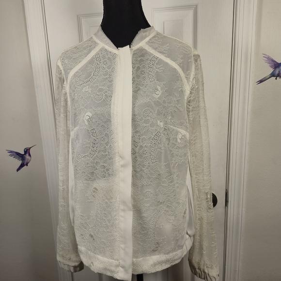 Kate & Mallory | Jackets & Coats | Kate Mallory Cream Lace Pleated Back ...